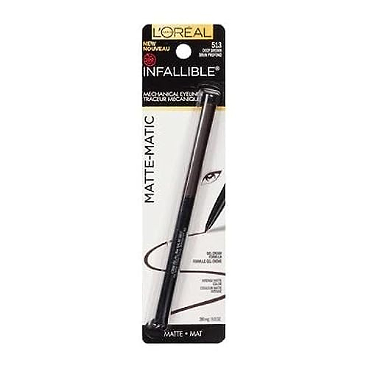 L’Oréal Paris Infallible Matte-Matic Mechanical Eyeliner, Deep Brown, 0.01 oz.