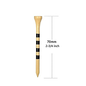 Zivisk Wooden Golf Tees 2-3/4 inch 100 Count, 2.75" Long Golf Wood Bamboo Tees(Natural Color&Green,70mm)