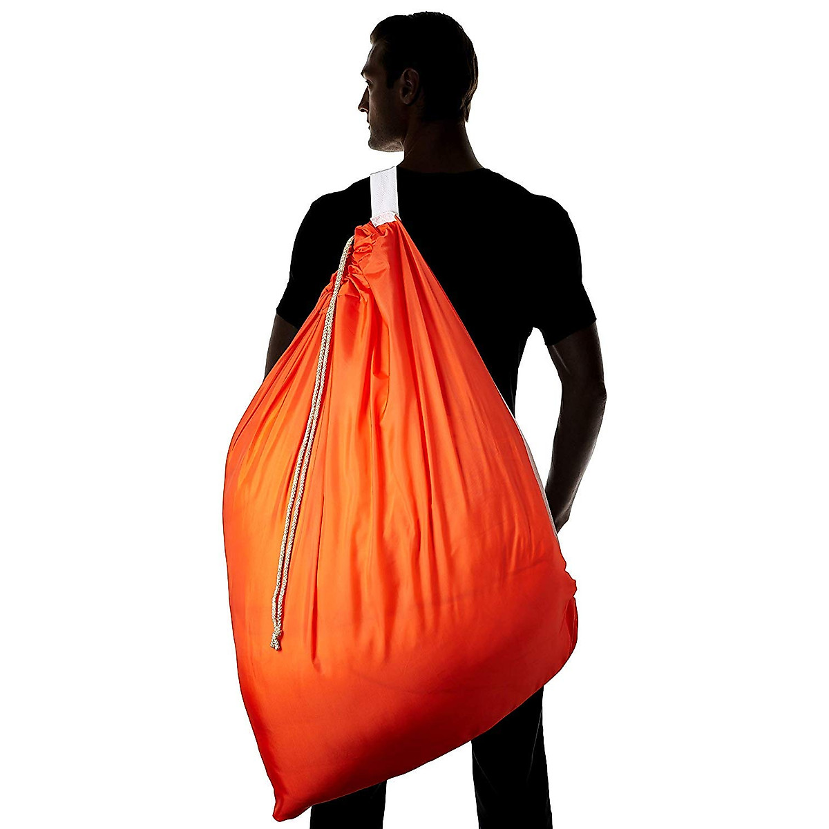 2 Pack - Nylon Travel Laundry Bags with Shoulder Strap, Machine Washable Dirty Clothes Organizer, size: 30" x 40" Easy fit a Laundry Hamper or Basket, Made in USA (ORANGE)