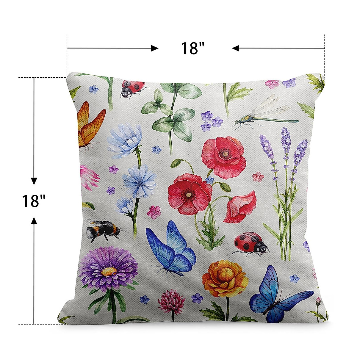 Britown Flower Summer Floral Outdoor Waterproof Throw Pillow Covers 18 x 18 Inch Set of 2, Palm Leaf Pillowcase Square Cushion Case, Farmhouse Garden Decorative Pillows for Couch Beach Patio