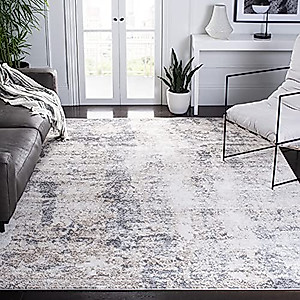 SAFAVIEH Aston Collection 9' x 12' Ivory/Grey ASN713A Modern Abstract Non-Shedding Living Room Bedroom Dining Home Office Area Rug