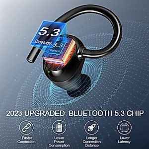 Wireless Earbud Bluetooth 5.3 Headphones Sport Earphones in Ear 48H Playback Stereo Noise Cancelling Earbud with Dual Mic LED Display, Over-Ear Earhooks Ear Buds IP7 Waterproof Headset for Running Gym