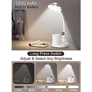 Astronaut Desk Lamp for Kids,Star Space Projector Galaxy Night Light,Eye-Care Reading Small Desk Lamps, with Pen Holder Spaceman Table Lamp, Bedroom Decor Aesthetics, Gifts for Boys and Girls