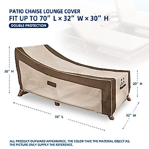 HAMLER Lounge Chair Cover, Heavy Duty Chaise Lounge Covers Outdoor Waterproof 2 Pack, Outdoor Furniture Covers for Patio Furniture Fits up to 70L x 32W x 30H Inch, Brown & Beige