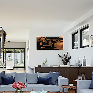 YONICA Abstract Canvas Wall Art for Home Office Decor - Classic Black and Gold Circle Art Modern Cool Wall Paintings Print On Canvas HD Giclee Artwork Ready to Hang 32'' L x 16'' W(80x40cm)