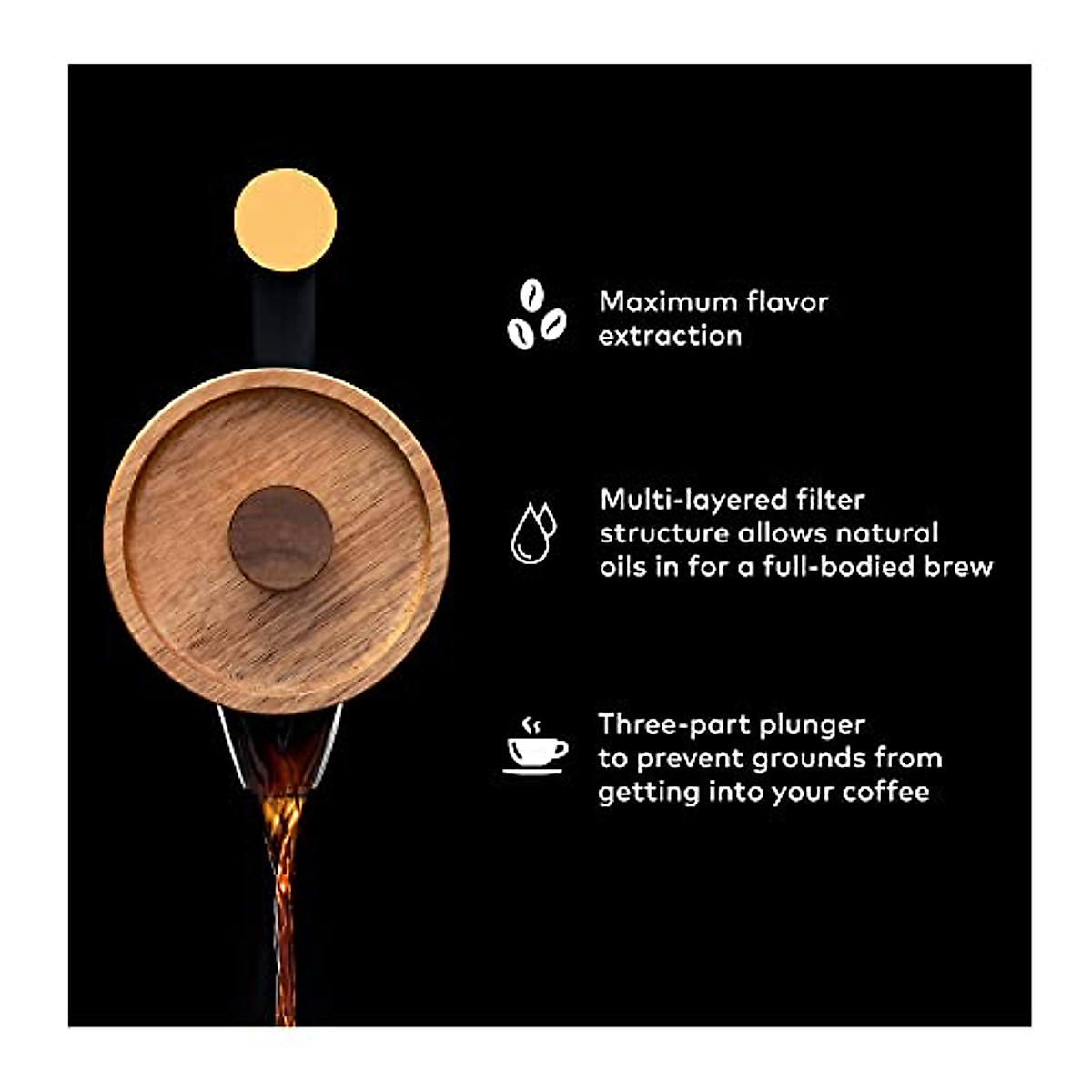 ChefWave Artisan Series Premium Quality French Press Coffee Maker Tea Brewer - Stainless Steel, Double Wall Thermal Insulated w/4 Filter Screens & Bamboo Wood Handle, 34 oz., For Home, Camping, Travel