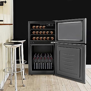 RibasuBB Wine Cooler Refrigerator, 30 Bottles Dual Zones Wine Fridge, Wine Fefrigerator for Red, White, Champagne & Sparkling Wine for Home Office Bar