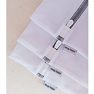 Heng happy 3pcs Small Mesh Laundry Bags for Socks,Delicates, Washing Machine,Underwear, Lingerie, 12 x 16 inches