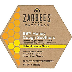 Zarbee's Naturals 99% Honey Cough Soothers, Lemon Flavor, 14 Count