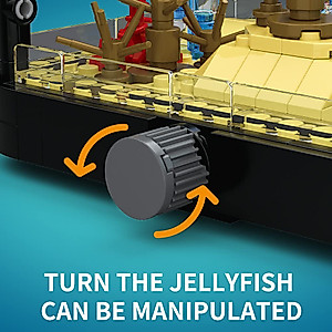 Mesiondy Fish Tank Building Block Set with Light，Aquarium，Marine Jellyfish, Building Block Toy for Kids 6, Home Decor