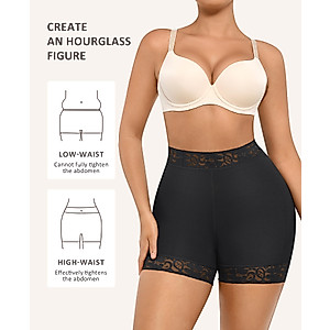 FeelinGirl Body Shaper Panty Tummy Control Shapewear Middle Waist Shorts Butt Shaper Black M