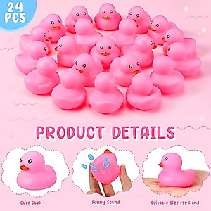 Hungdao 24 Pcs 2 Inch Mini Rubber Ducks for Kids Children Party Favors Bulk Bath Ducks Summer Pool Floating Toys Rubber Ducks Birthday Gifts for Boys Girls Baby Shower Supplies(Pink)