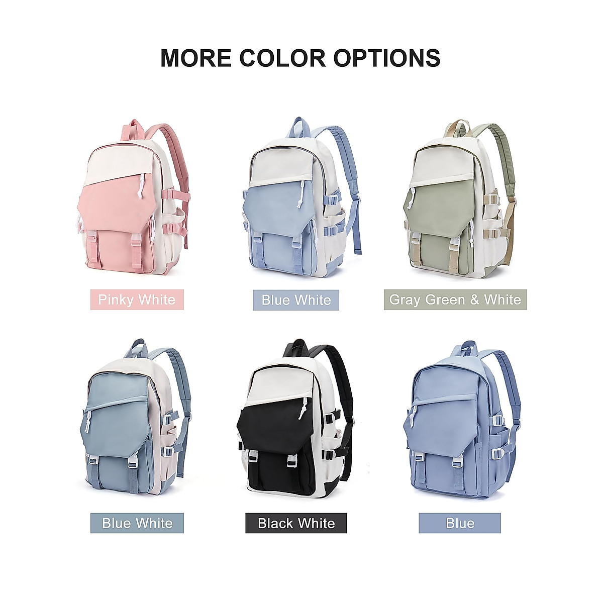 coowoz School Bag Lightweight Casual Daypack College Laptop Backpack for Men Women Water Resistant Travel Rucksack for Sports High School Middle Bookbag for girls(Gray Green white)