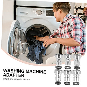 6pcs Washing Machine Adapter Stainless-Steel Basin Connector Metal Faucet Adapter Toilet Sink Faucet Adapters Metal Faucet Connector Tap Adapter Faucet Adapter Accessory