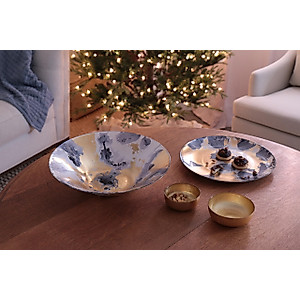 Beatriz Ball GLASS New Orleans Large Round Painted Platter (Blue & Gold)