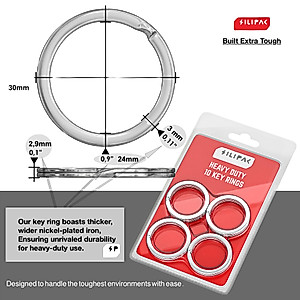 Key Rings Flat Split Keychain Bulk Heavy Duty Strong Keyring for Car Home Large Metal Dog Ring Tag Lanyards School Office DIY