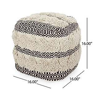Christopher Knight Home Ella Hand-Woven Fabric Cube Pouf, Natural, Brown
