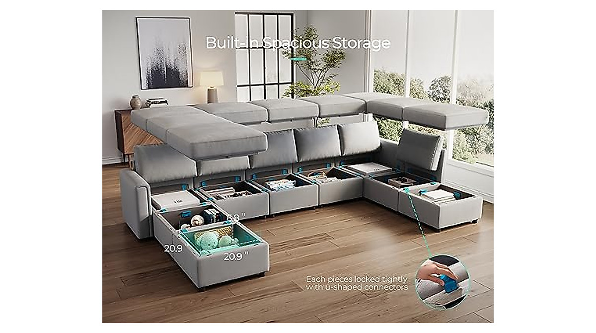 LINSY HOME Modular Sectional Sofa - Oversized Couch with Storage