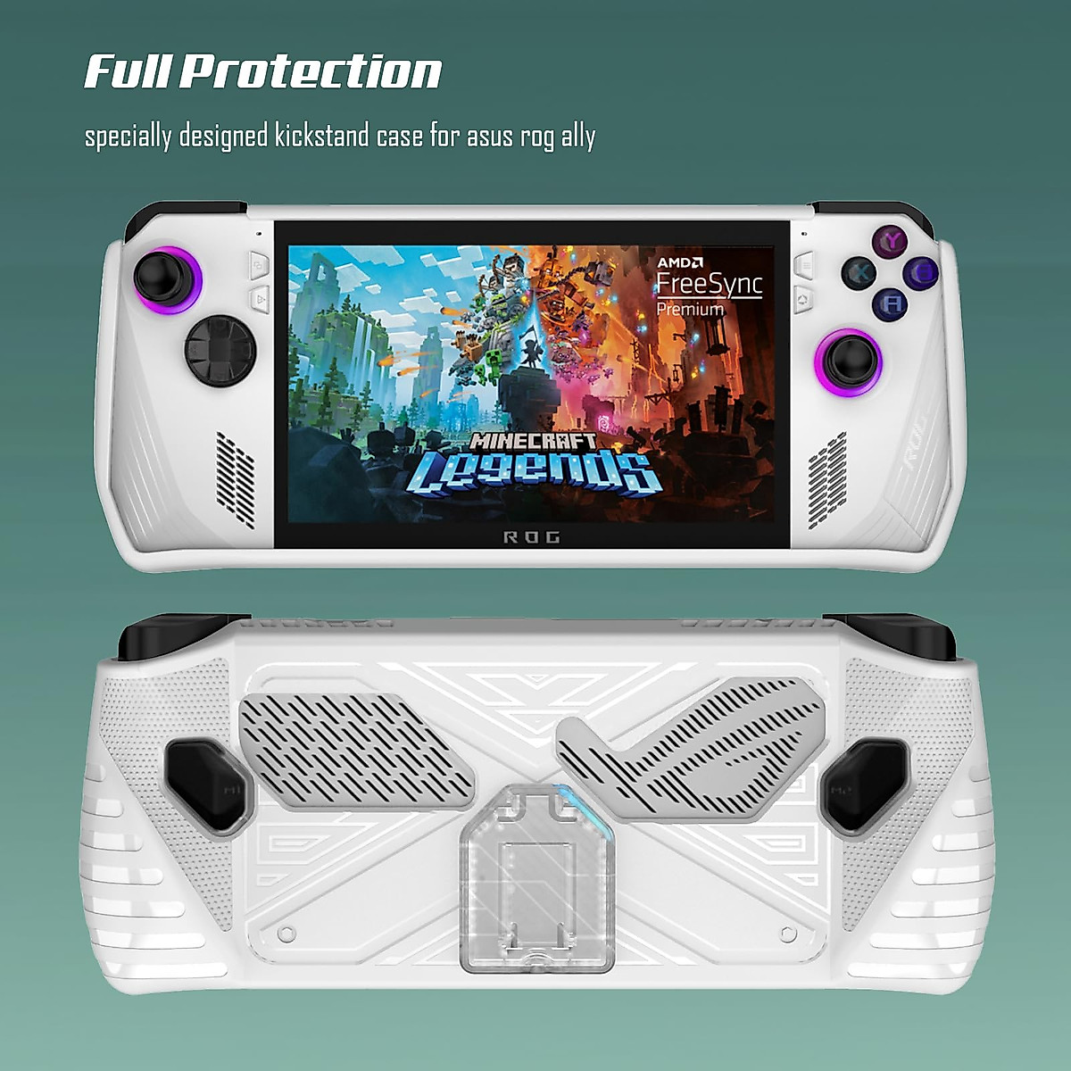 MES MERRY Kickstand Case for 2023 ASUS ROG Ally Handheld, ROG Ally 7 Accessories Protective Cover Grip with Stand (White)