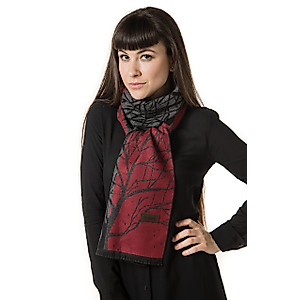 Mio Marino Winter Cashmere Feel Women Scarf, 100% Cotton Fashion Scarves, In Elegant Gift Box - Manzanita Red/Black - One Size