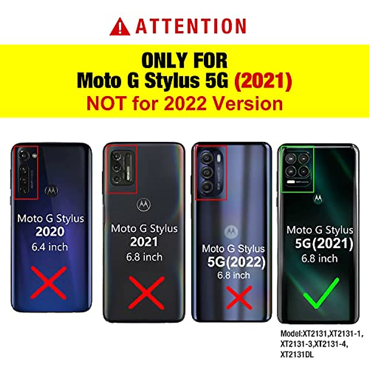 Bonkier Moto G Stylus 5G Case, Military Grade Shockproof, Built-in Magnetic Kickstand, 2x Tempered Glass Protectors - Blue