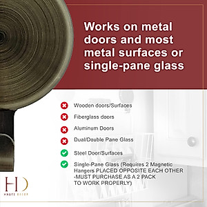 Haute Decor Attract Magnetic Wreath Hanger (White) - for 2 Metal Doors/Surfaces or 1 Single-Pane Glass Door or Window - Holds up to 10lbs.