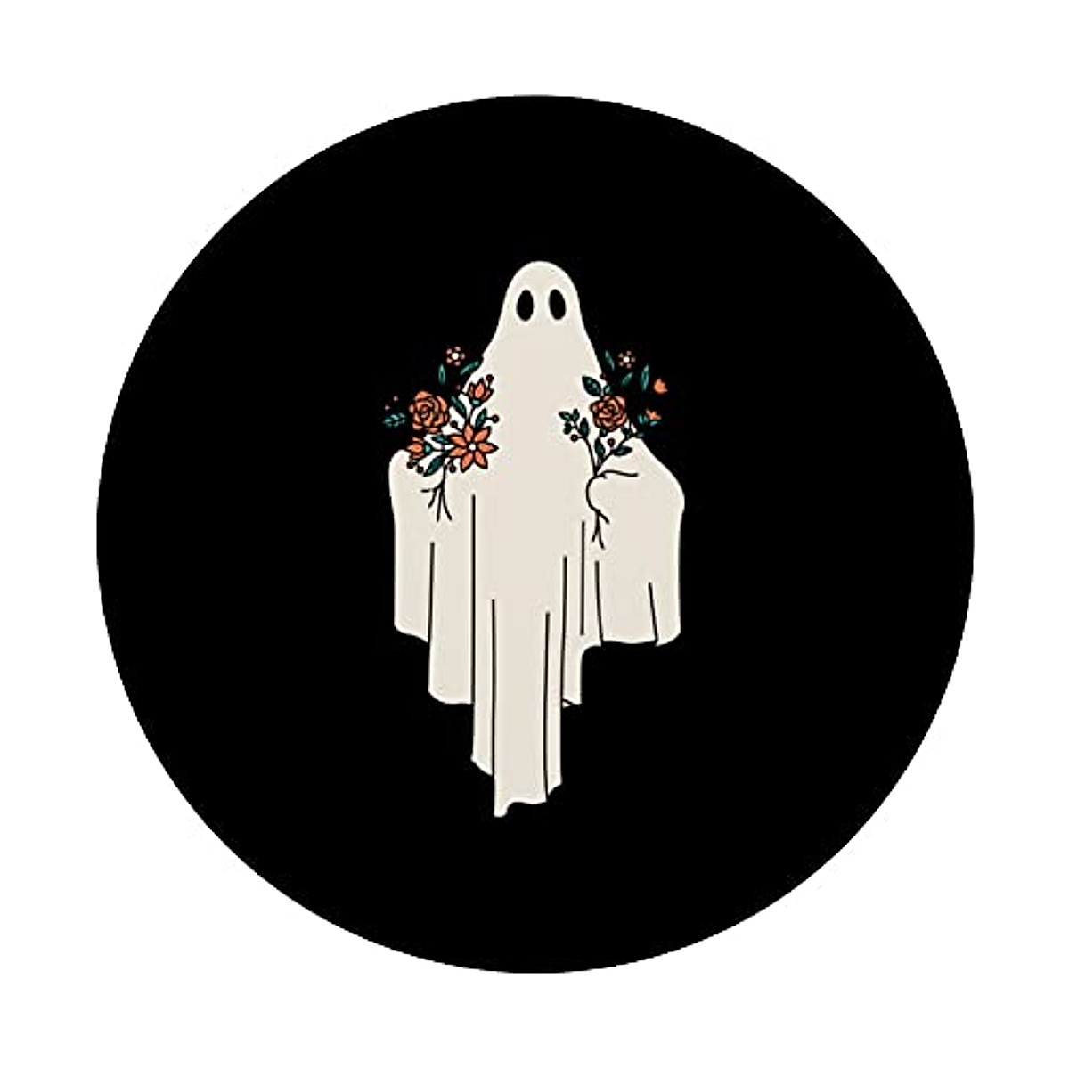 Sad Vintage Melancholy Ghost with Flowers Simple Meme PopSockets Swappable PopGrip