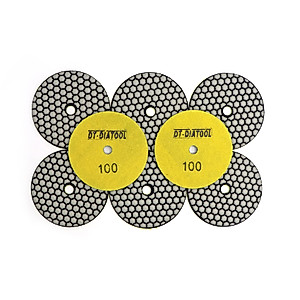 DT-DIATOOL Dry Diamond Polishing Pads 4 Inch for Granite Marble Quartz Stone Countertop Tiles 8 Pieces Grits 100