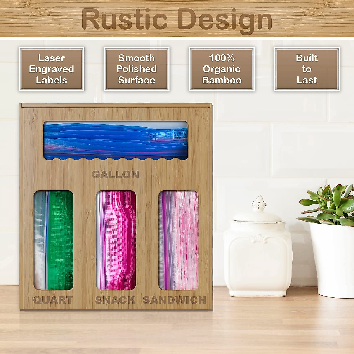 Bartnelli sandwich Bag Organizer Storage for Kitchen Drawer Organization, Plastic Sandwich Baggie Holder Dispenser | Compatible With All Brands and Sizes