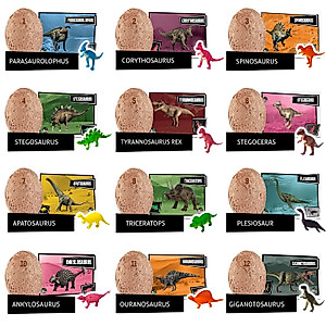 Dino Eggs Dig Kit, Dinosaur Eggs for Kids 3-5, Perfect for Dinosaur Birthday Party Supplies and Dinosaur Party Games - 12 Dino Eggs Excavation Set for Kids by JitteryGit