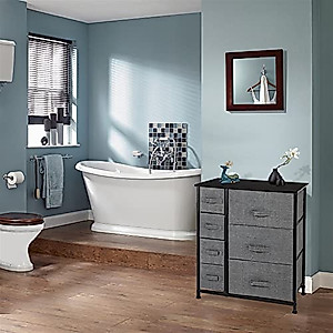 7-Drawer Dresser - Easy Pull Fabric Bins with Tabletop Surface - Storage Dresser with Removable Fabric Drawers - Clothes and Craft Storage Furniture - Closet Organizers with Steel Frame - Grey