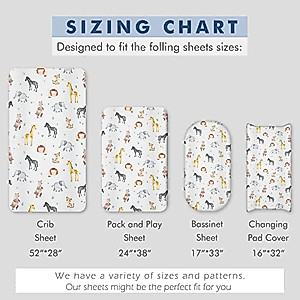 Crib Sheets for Boys and Girls, Baby Crib Sheet Neutral for Standard Crib Mattress & Toddler Bed Mattress, Soft and Safe Jersey Knit Cotton, 2 Pack (Dinosaur&Animal)