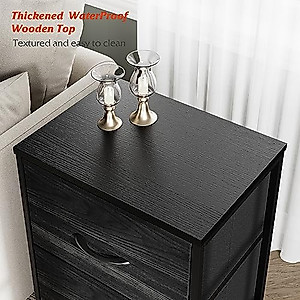 Nicehill Nightstand, Dresser with 3 Drawers, Bedside Table Chest of Drawers, Small Dresser for Bedroom, Kids' Room, Closet, Kids Dresser with Wooden Top Steel Frame, Modern, Black Wood Grain