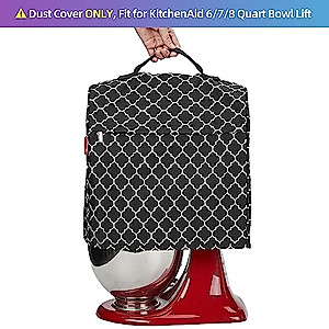 NICOGENA Stand Mixer Cover Compatible with KitchenAid 6/7/8 Quart Bowl Lift, Dust Cover with Zipper Pocket for Accessories, Lantern Black