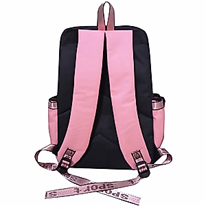 Luckbanjie 17'' Nezuko Backpack Tanjiro Anime School Book Bag Latop Backpacks (Pink-A)