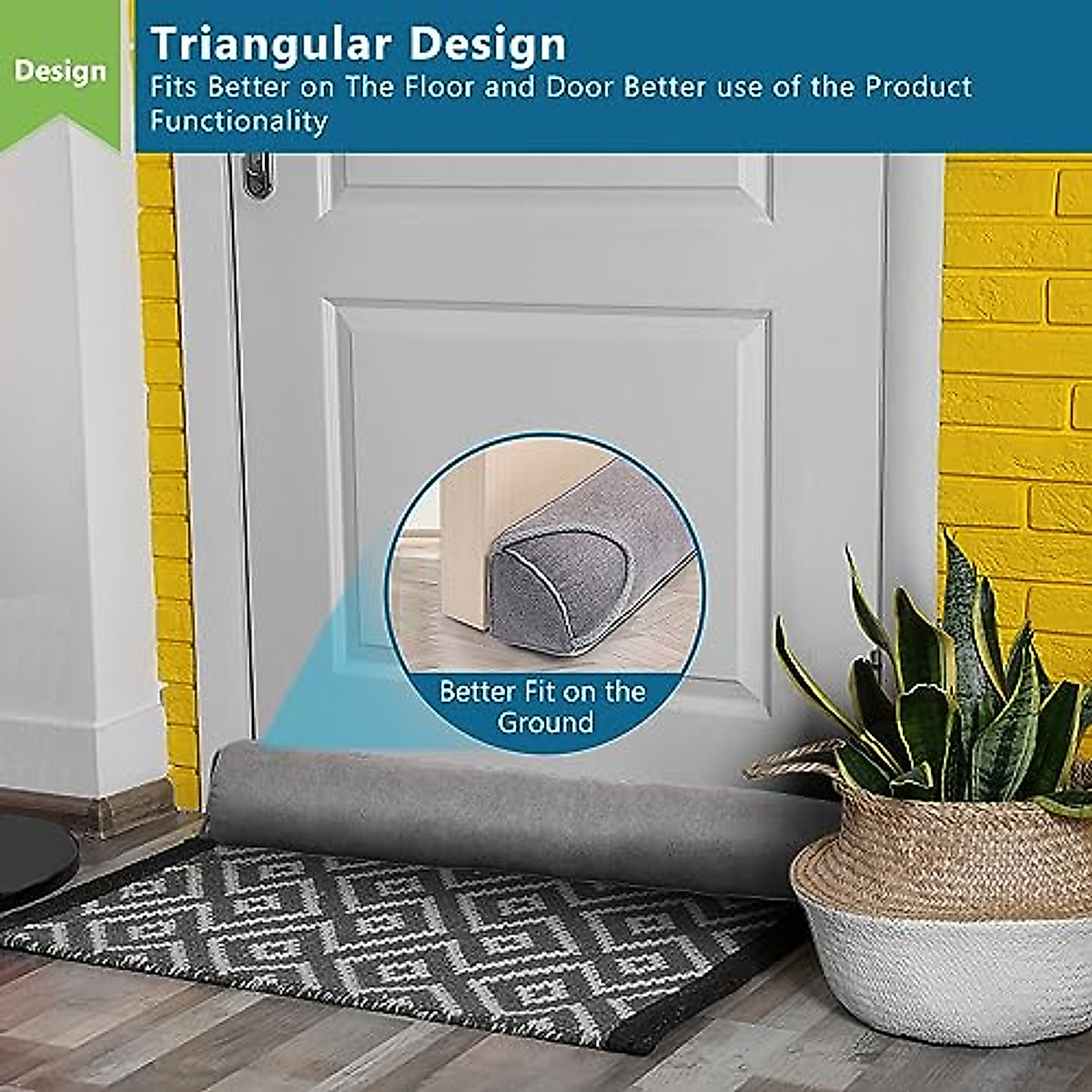 Anze Under Door Draft Stopper 40 inch Triangular Heavy Duty Draft Blocker Bottom Seal Noise Air Guard for Doors and Windows, Gray