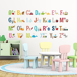 DECOWALL DA-1701 Alphabet ABC with Pictures Kids Wall Stickers Wall Decals Peel and Stick Removable Wall Stickers for Kids Nursery Bedroom Living Room (Large) d?cor