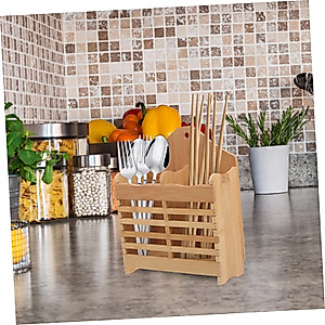 Hemoton 1 Pc Flatware Caddy Utensil Bamboo Drying Tableware Storage Organizer Holder Rack Shelf for Spoon Fork Knife Chopsticks