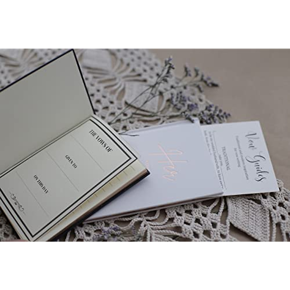 Wedding Vow Books His and Hers- Vow Books, Set with Wedding Cards for Parents, Vow Books for Wedding, Hardcover Rose Gold Foil & Gilded Edges, 13.97 X10.16 CM 40 Pages, 2 pcs Navy Blue White