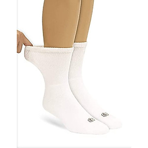 Doctor's Choice Diabetic Socks for Men, Seamless Crew Socks with Non-Binding Top, Provides Extra Comfort for Gout, 4-Pairs, White, Large, Size 10-13