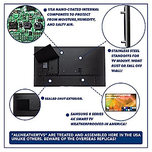 Outdoor TV Fully Weatherized 43" 4K UHD Weatherproof LED Television Samsung Components Tizen Smart Apps IP68