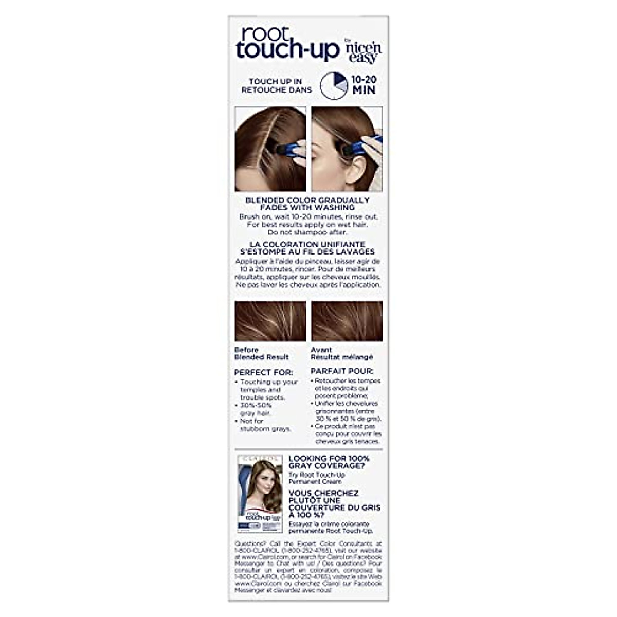 Clairol Root Touch-Up Semi-Permanent Hair Color Blending Gel, 5R Auburn Red, Pack of 2