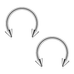 Ruifan 316L Surgical Steel CBR Horseshoe Circular Rings Nose Eyebrow Tragus Lip Ear Hoop Ring Piercing With 3mm Spikes 20G 10MM 12PCS