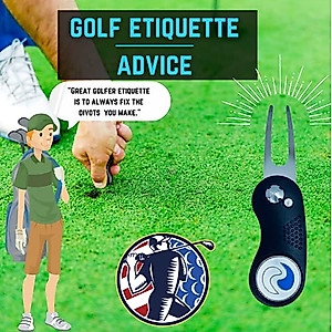 NuRich Golf Divot Repair Tool and Magnetic Ball Marker Golfer Accessory, Kids Men and Women All-Metal with Pop Up Button Golf Ball Marker Tools | Carry Inside Golf Bag or in Golfer Pocket