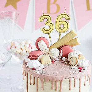 DOBMIT Birthday Candles Number 3 Cake Topper Decoration Gold Glitter Candle for Party Anniversary Kids Adults