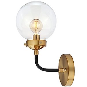JONATHAN Y JYL9009A Caleb 1-Light 6" Brass Wall Sconce Contemporary Reversible for Bedroom Livingroom Bathroom Hallway, Brass Gold/Black