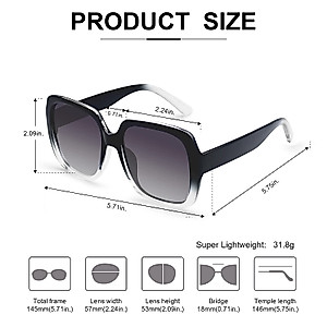 Myiaur Oversized Square Sunglasses for Women Polarized Sunglasses UV Protection for Wide Face for Outdoor Activities