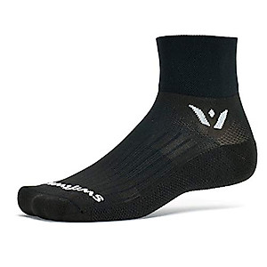Swiftwick- ASPIRE TWO Running & Cycling Socks, Firm Compression Fit (Black, Large)