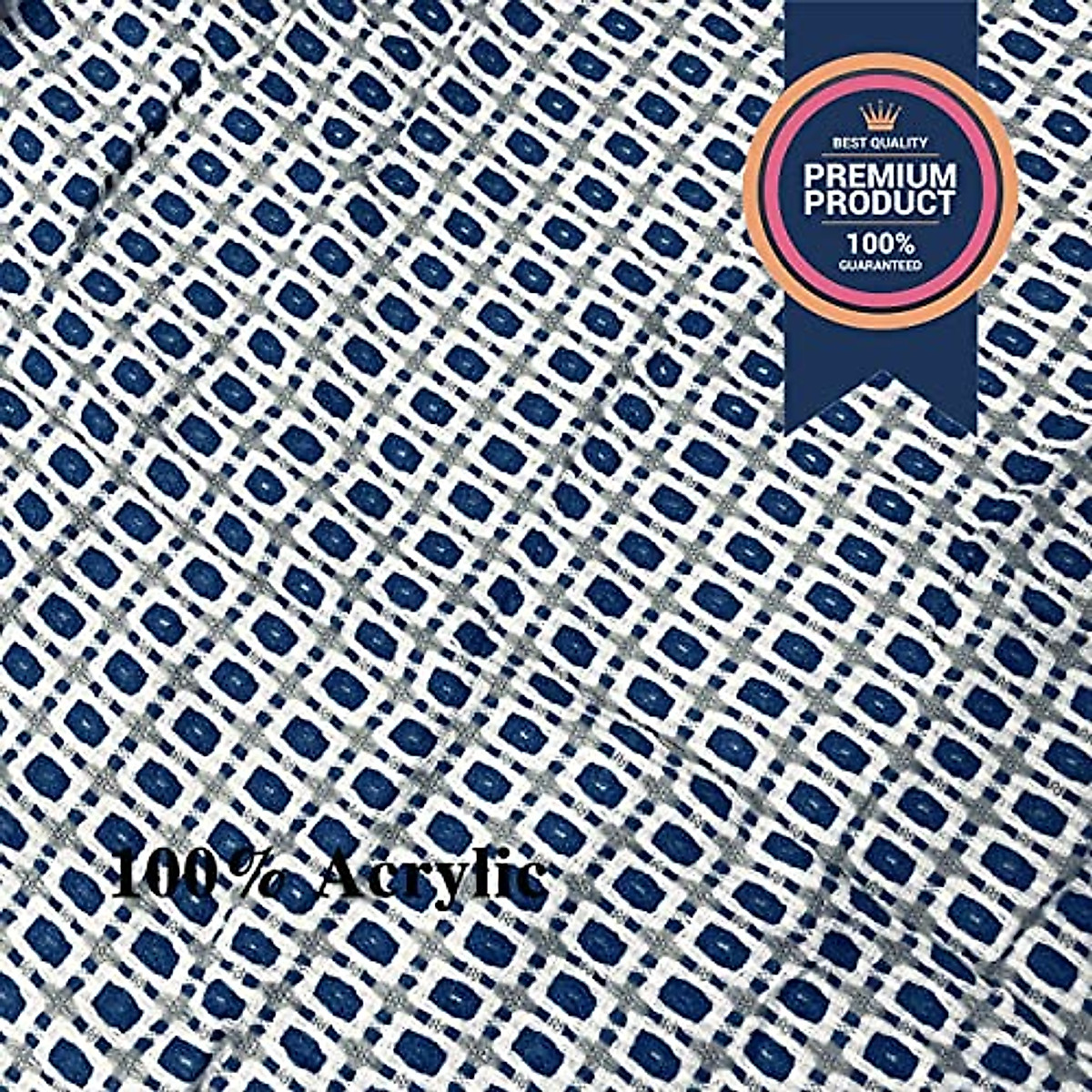 Acrylic Knitted Throw Blanket, Woven Blanket with Tassels Wave Textured Lightweight and Soft Cozy Decorative Blanket Throws for Travel, Couch, Bed, Sofa, 51"x63", Blue