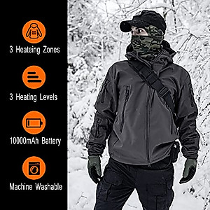 ANTARCTICA GEAR Heated Jacket for Men with Battery Pack, Men's Heated Tactical Jacket Winter Outdoor Soft Shell Heating Coat